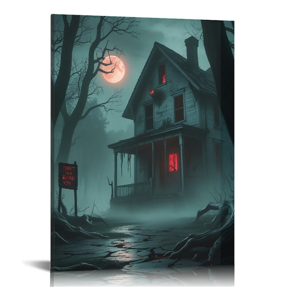 Vintage Halloween Strange haunted house Canvas Wall Art Painting ...