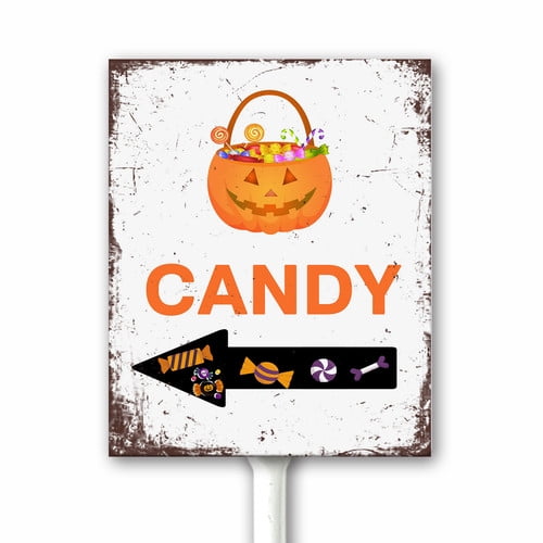 Vintage Halloween Yard Sign Candy This Way With Left Arrow for trick or ...