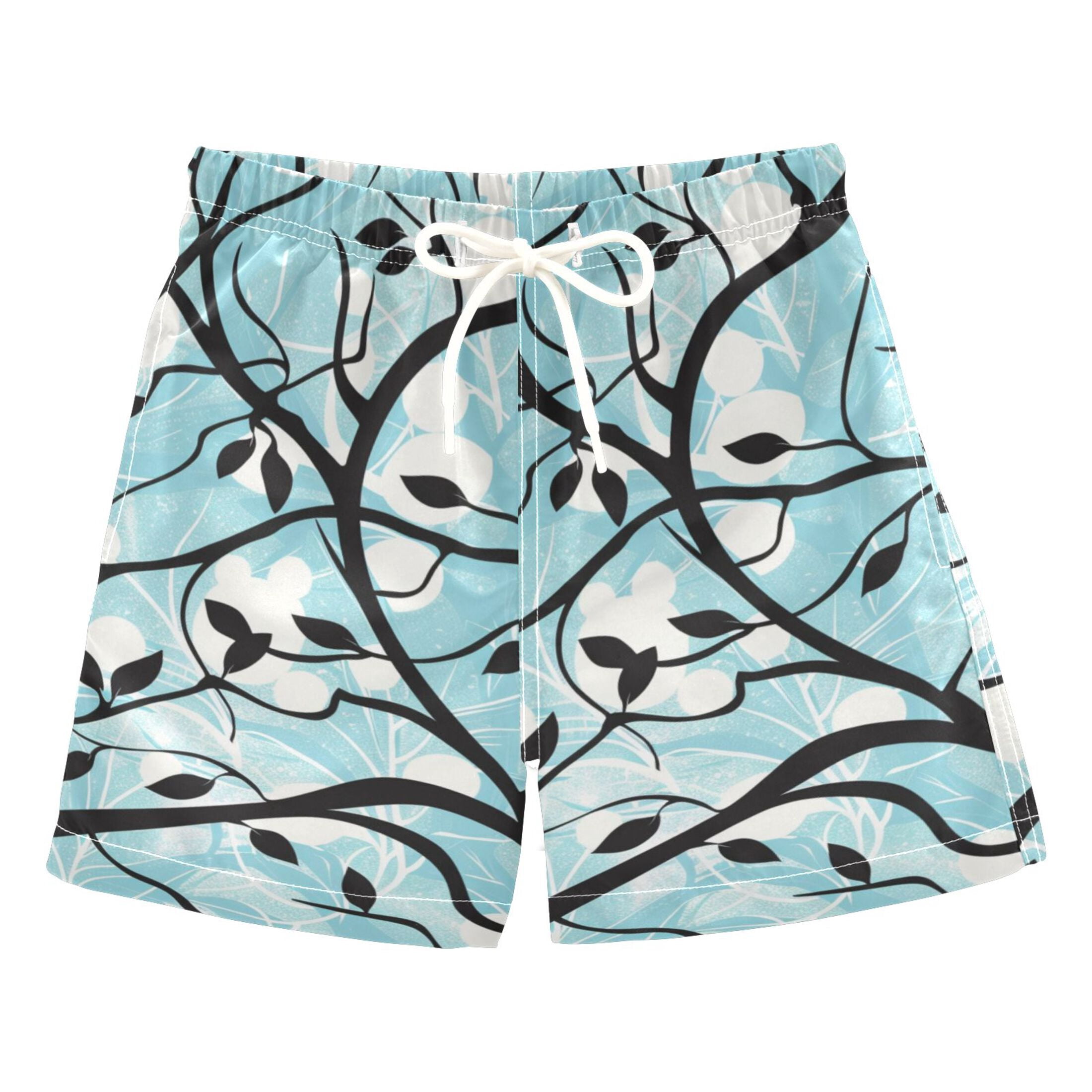 Vintage Hand Painted Trees Boys' Swim Trunks Board Shorts Beach Pants ...