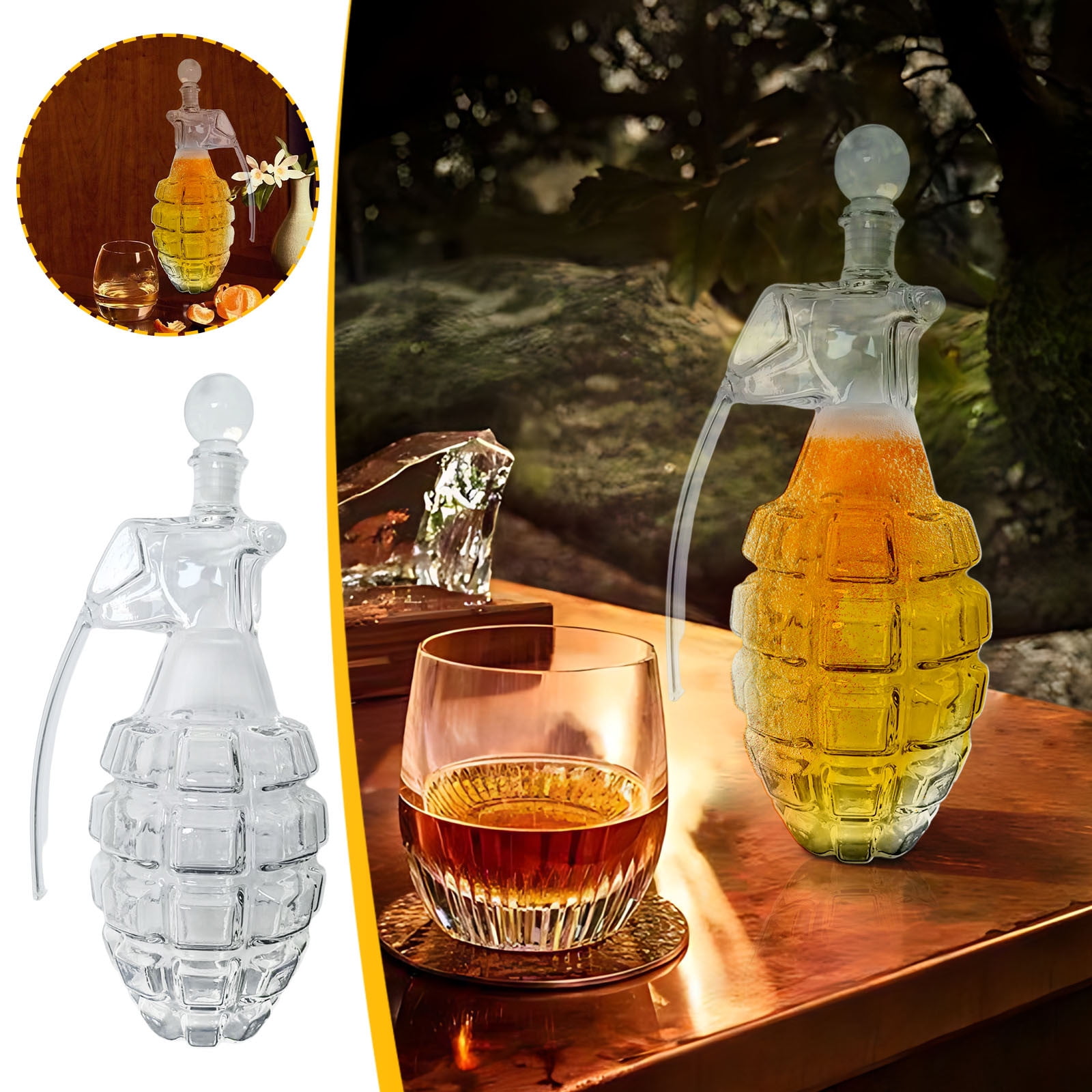 Vintage Hand-Shaped Clear Glass Liquor Bottle - Unique Decorative ...