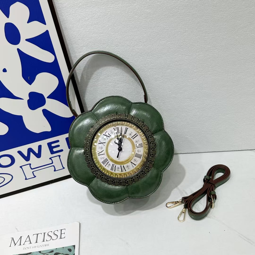 Vintage Handheld Battery-Powered Walking Clock Women's Bag - Unique ...