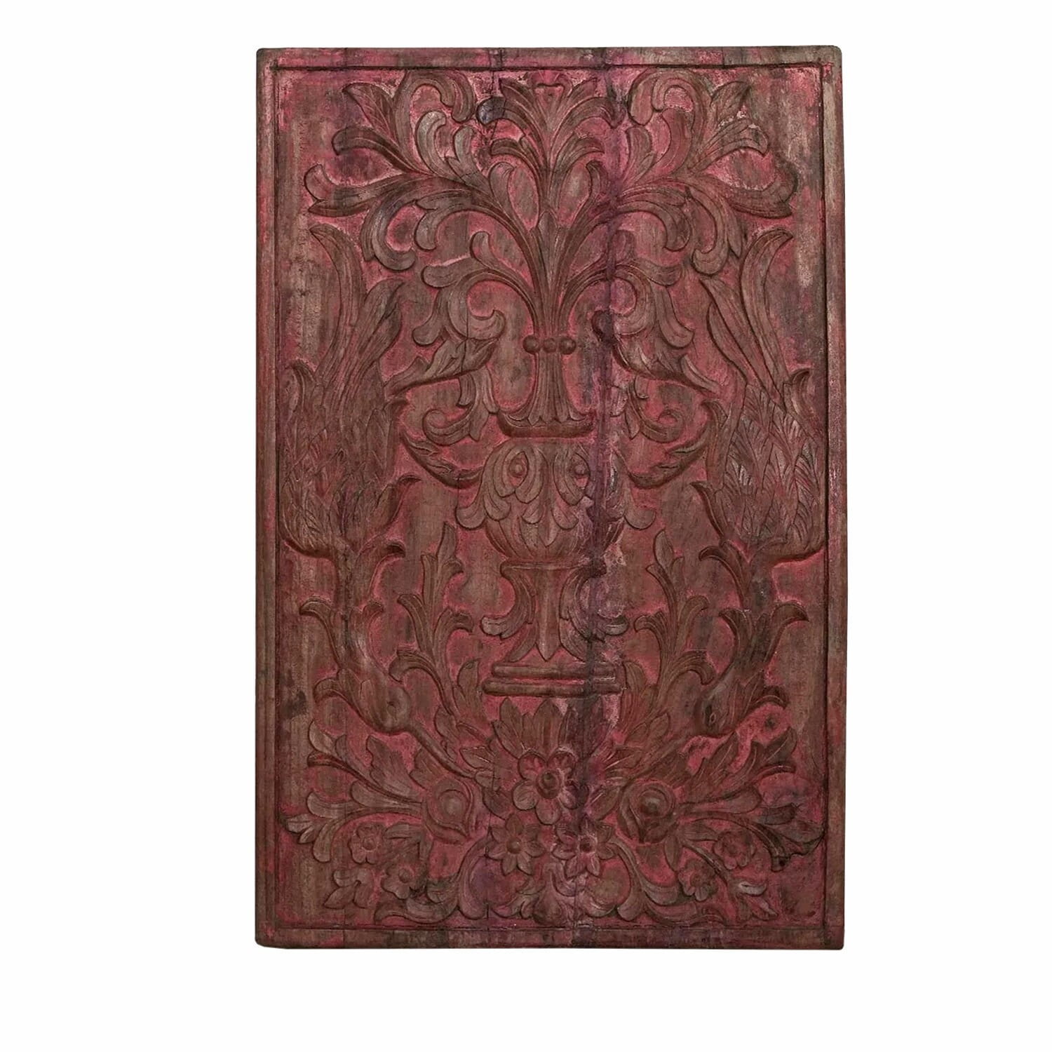 Vintage Handmade Hand Carved Red Wall Panel | Farmhouse Style Wall ...