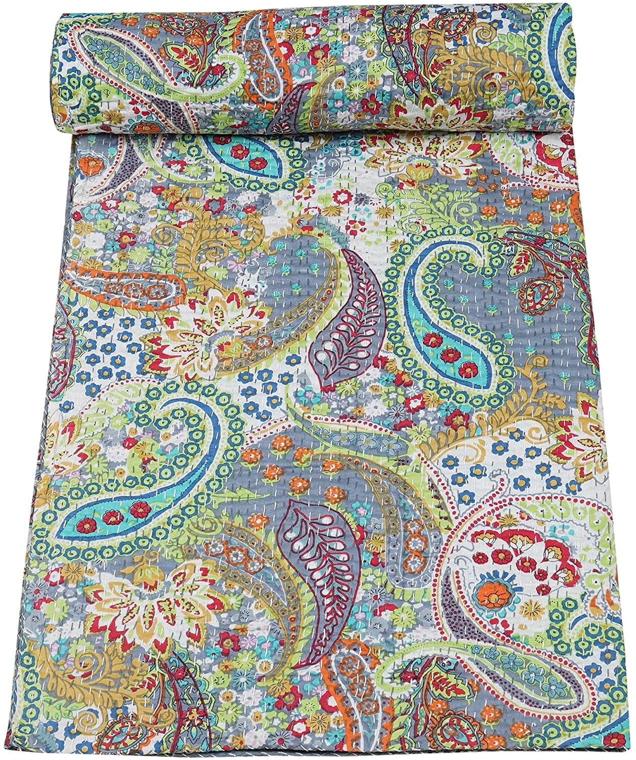 Vintage Handmade Kantha Quilt Indian Traditional Bed Cover Throw ...