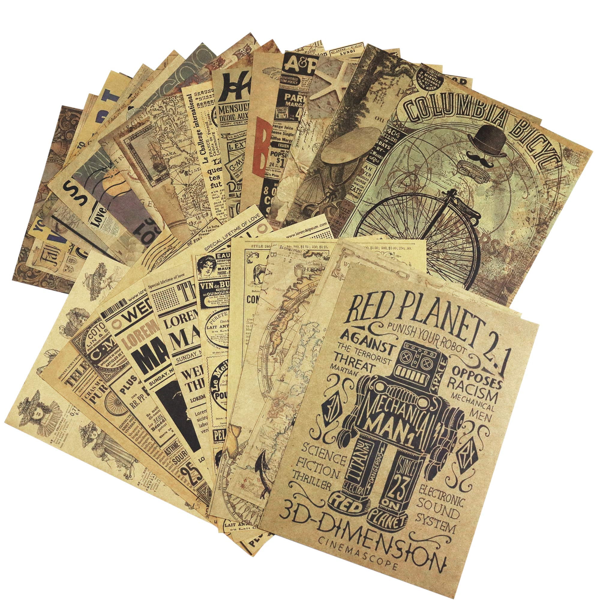 Vintage Handmade Kraft Scrapbook Paper 30 Sheets by CATaireen 5.8in*8 ...