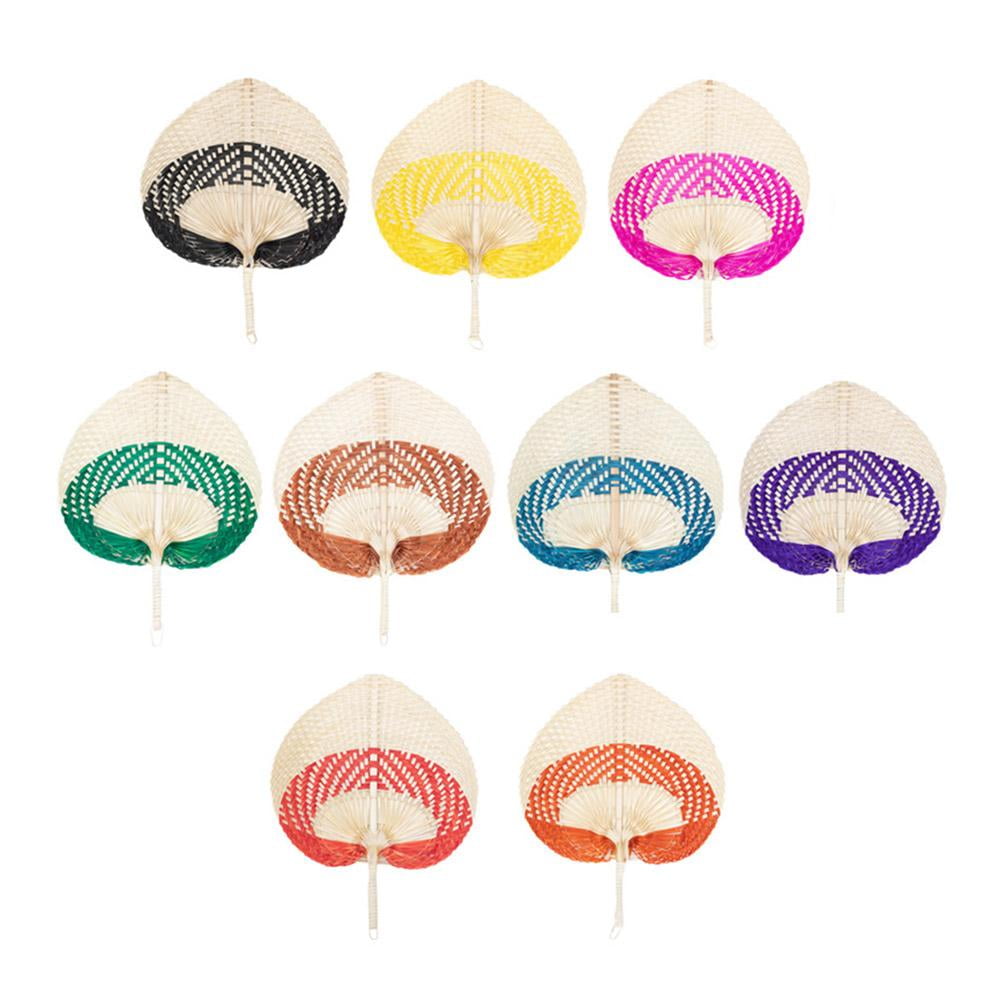 Vintage Handmade Peach Bamboo Rattan Weave Hand Fans Summer Cooling ...