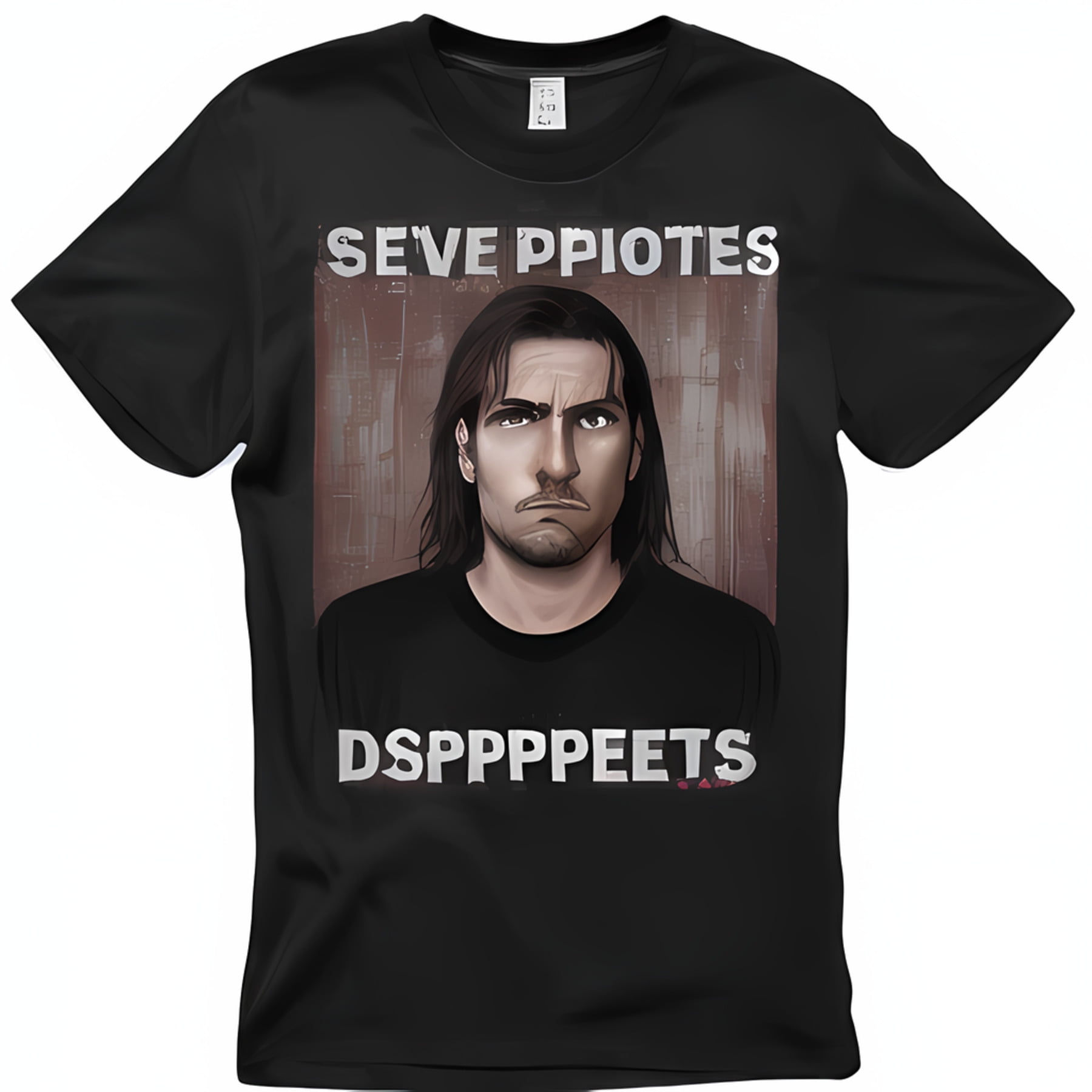 Vintage Handmade Style Black T-Shirt with SEcomicWord Print and Static ...