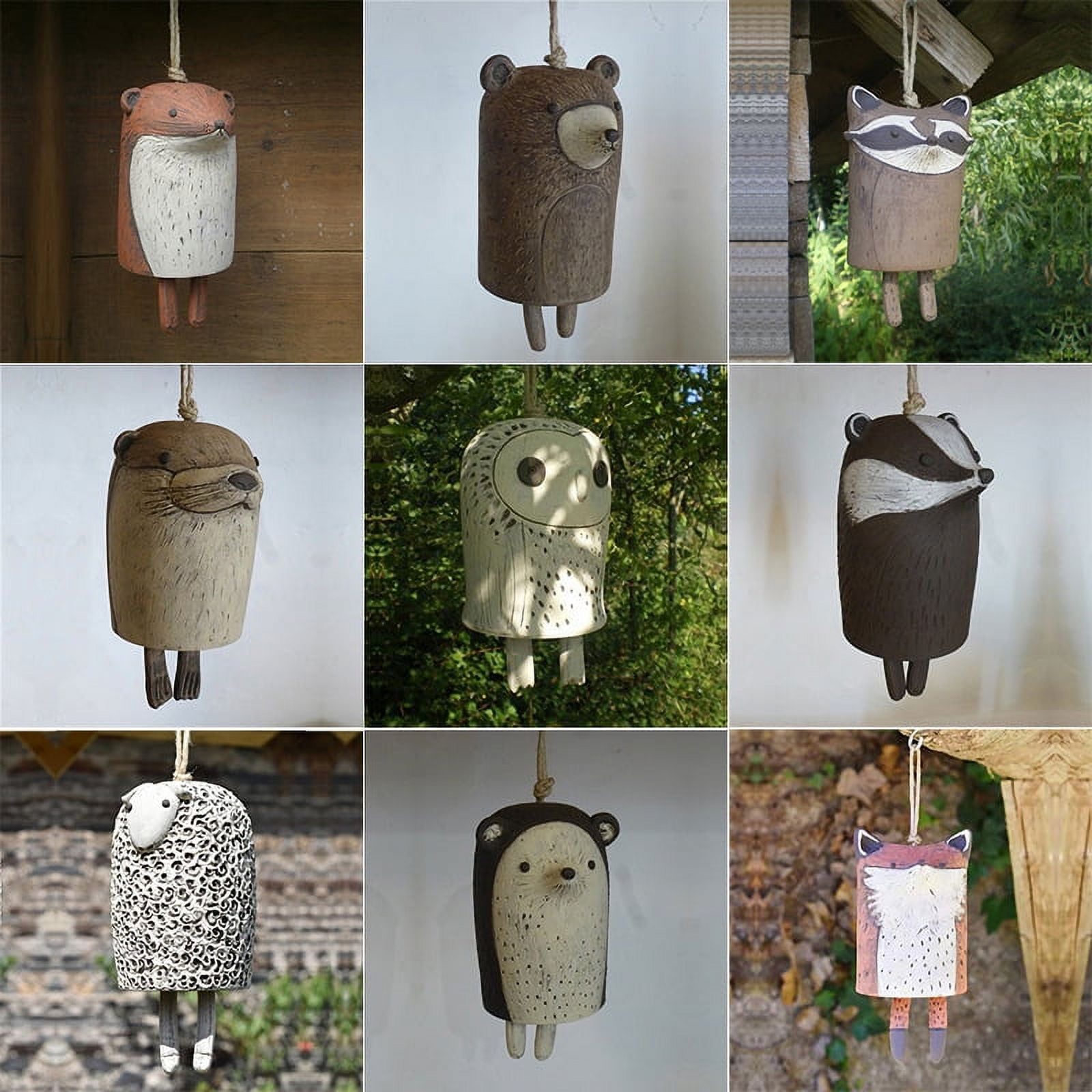 Vintage Hanging Animal Wind Chimes, Handmade Resin Windbell, Rustic ...