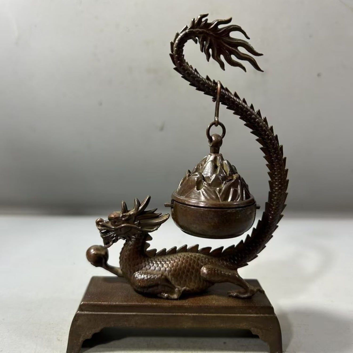 Vintage Hanging Incense Burner Alloy Dragon Backflow Holder Chinese ...