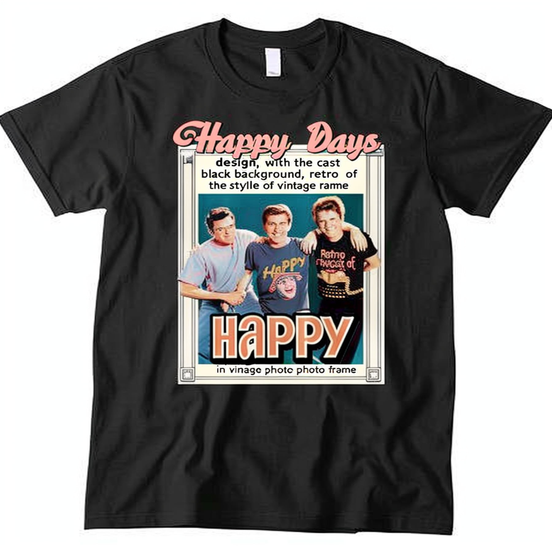 Vintage Happy Days Cast ' ' at 's' Retro Black TShirt Classic TV Show ...