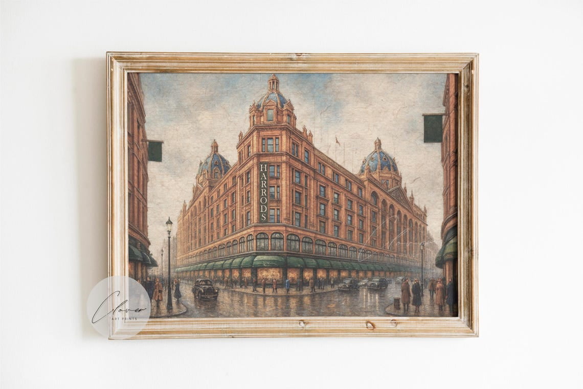 Vintage Harrods London Art Print, Classic British Architecture Wall Art ...
