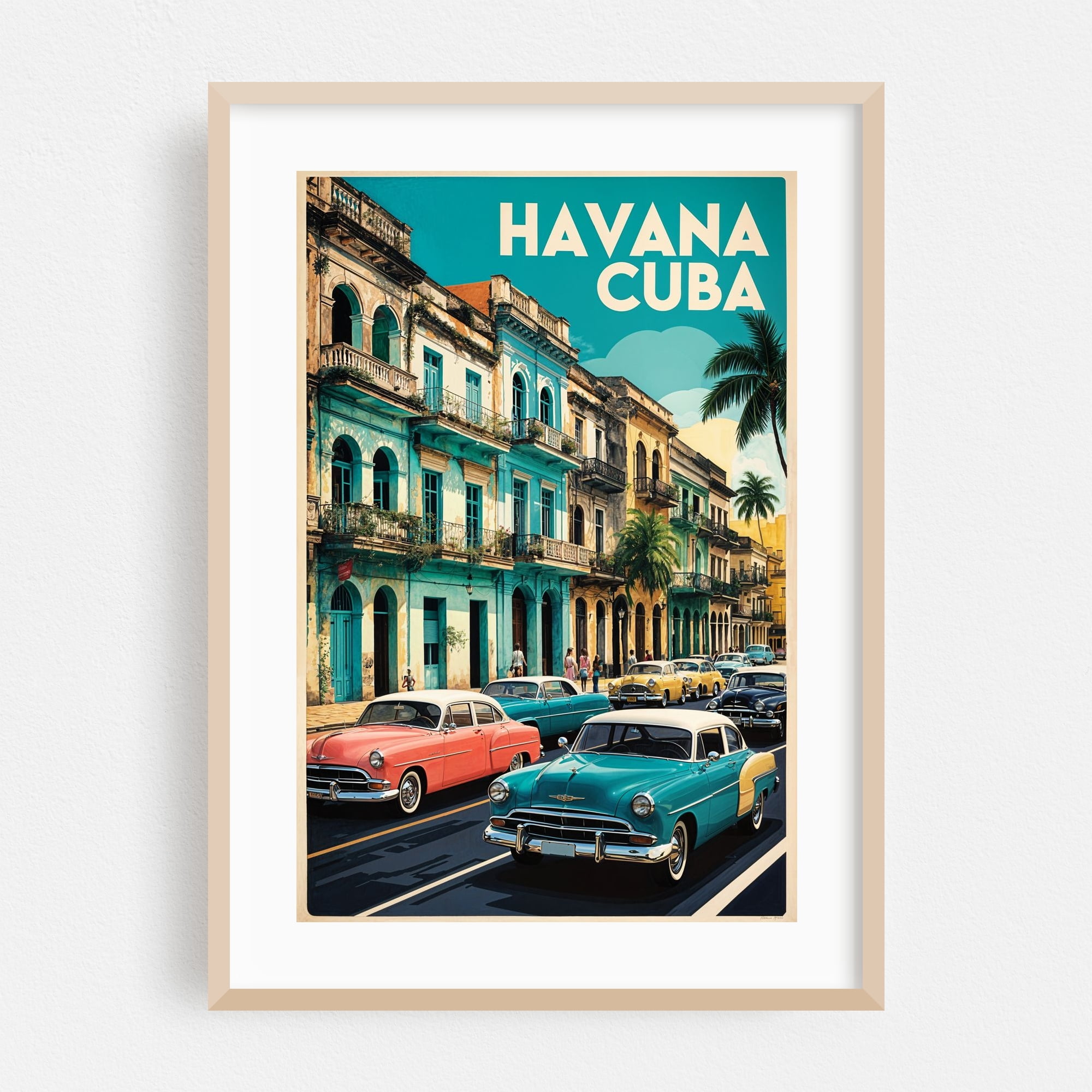 Vintage Havana Illustration | Retro Cuban Wall Art - Havana Cuba ...