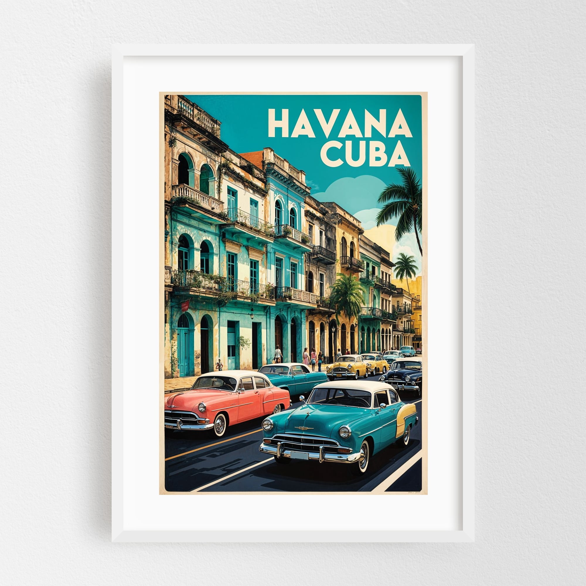 Vintage Havana Illustration | Retro Cuban Wall Art - Havana Havana Cuba ...
