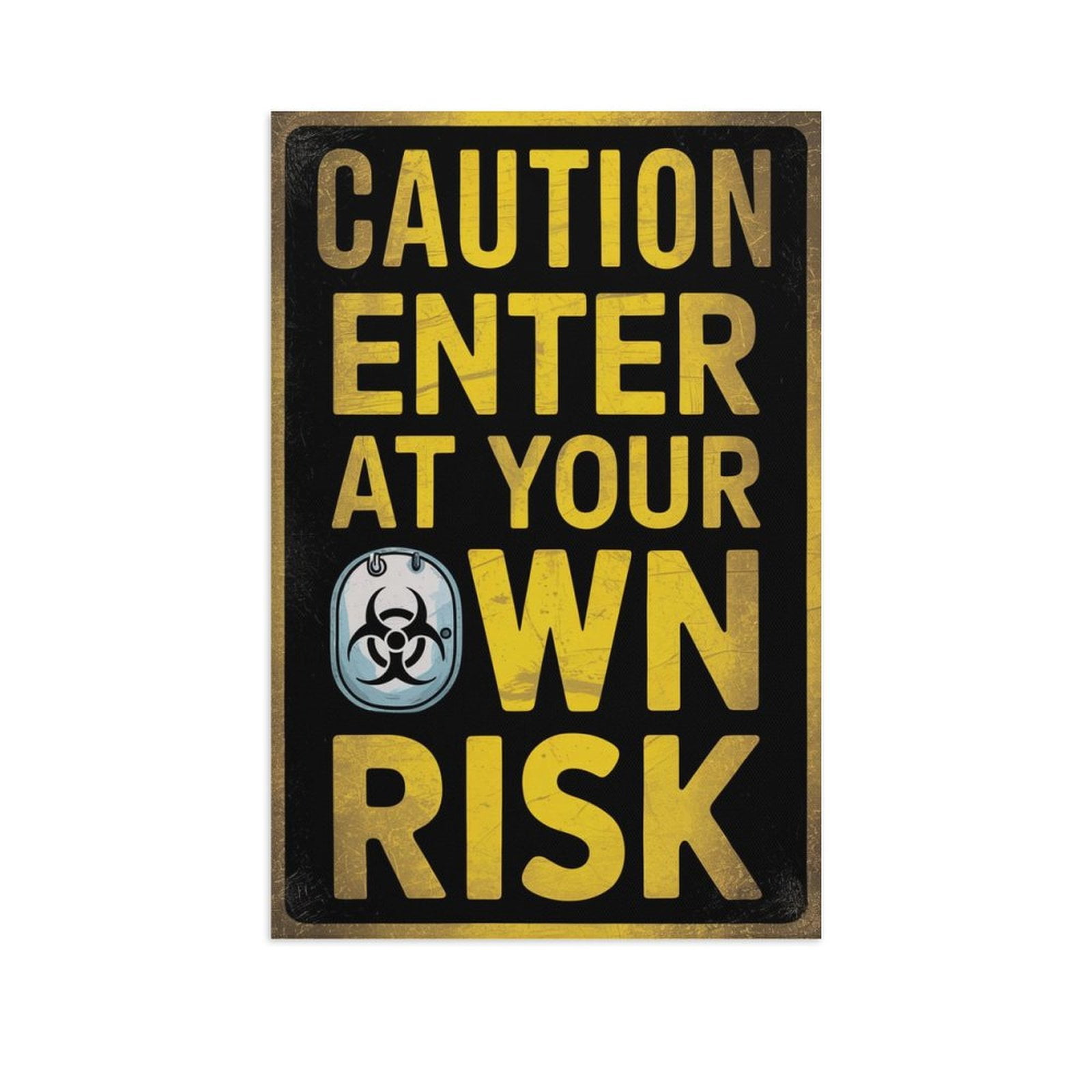 Vintage Hazard Sign Poster Biohazard Toilet Door Warning Decor Print ...