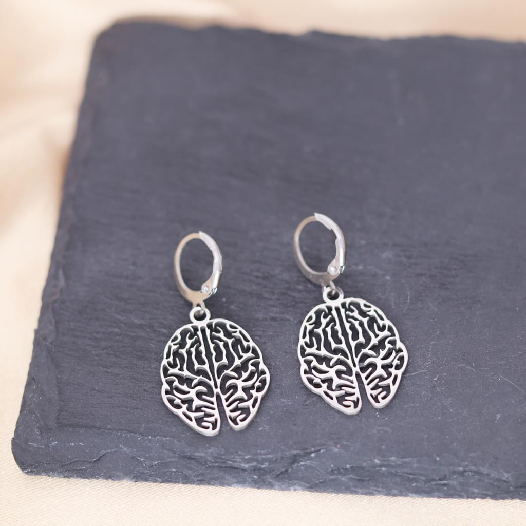 Vintage Heart Brain Hoop Earrings For Women Medical Charm Anatomy ...