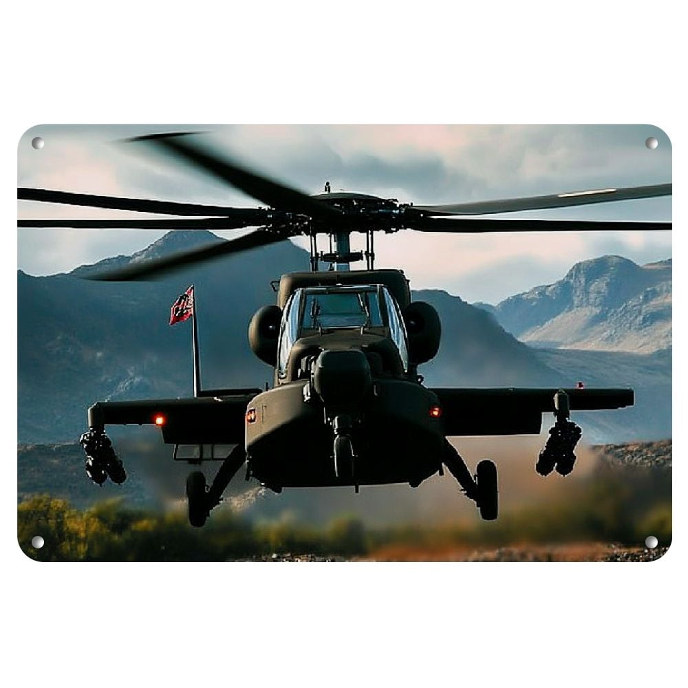 Vintage Helicopter Metal Wall Art - 12x8" Retro Poster for Home ...