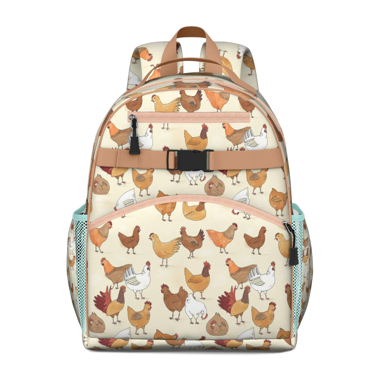 Vintage Hen Design Backpack Watercolor Chicken Farm Art with Aesthetic ...