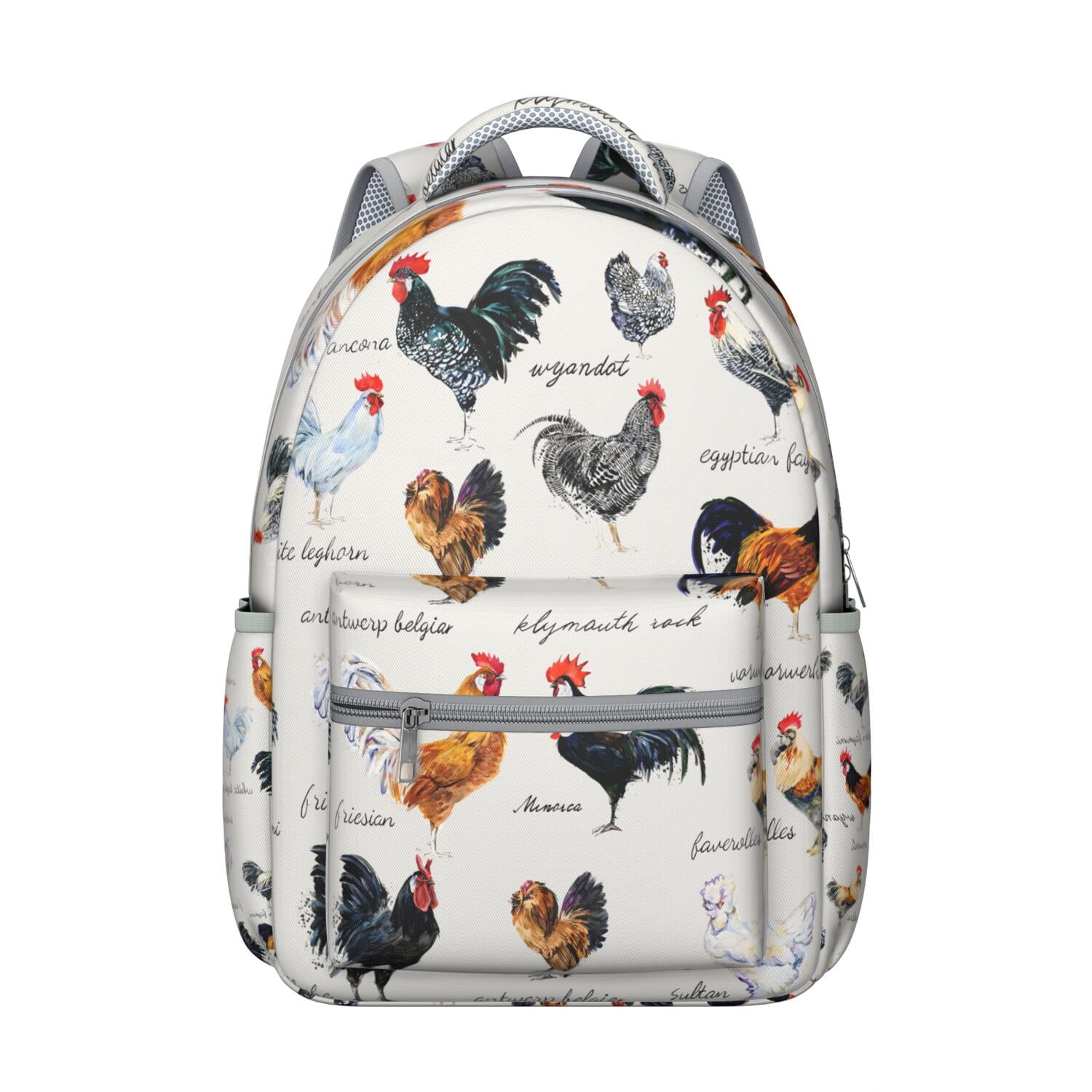 Vintage Hen Design Ergonomic Backpack - Lightweight & Waterproof for ...