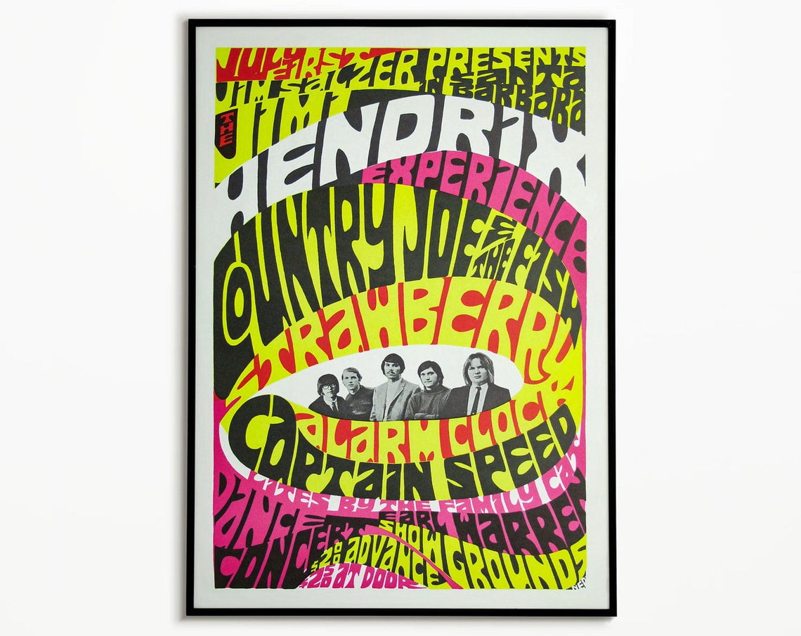 Vintage Hendrix Poster, Vintage Music Poster, Concert Print, Retro ...
