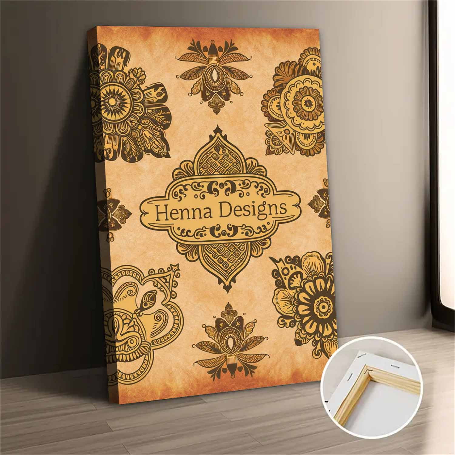 Vintage Henna Designs Canvas Wall Art For Bedroom Living Room Decor ...