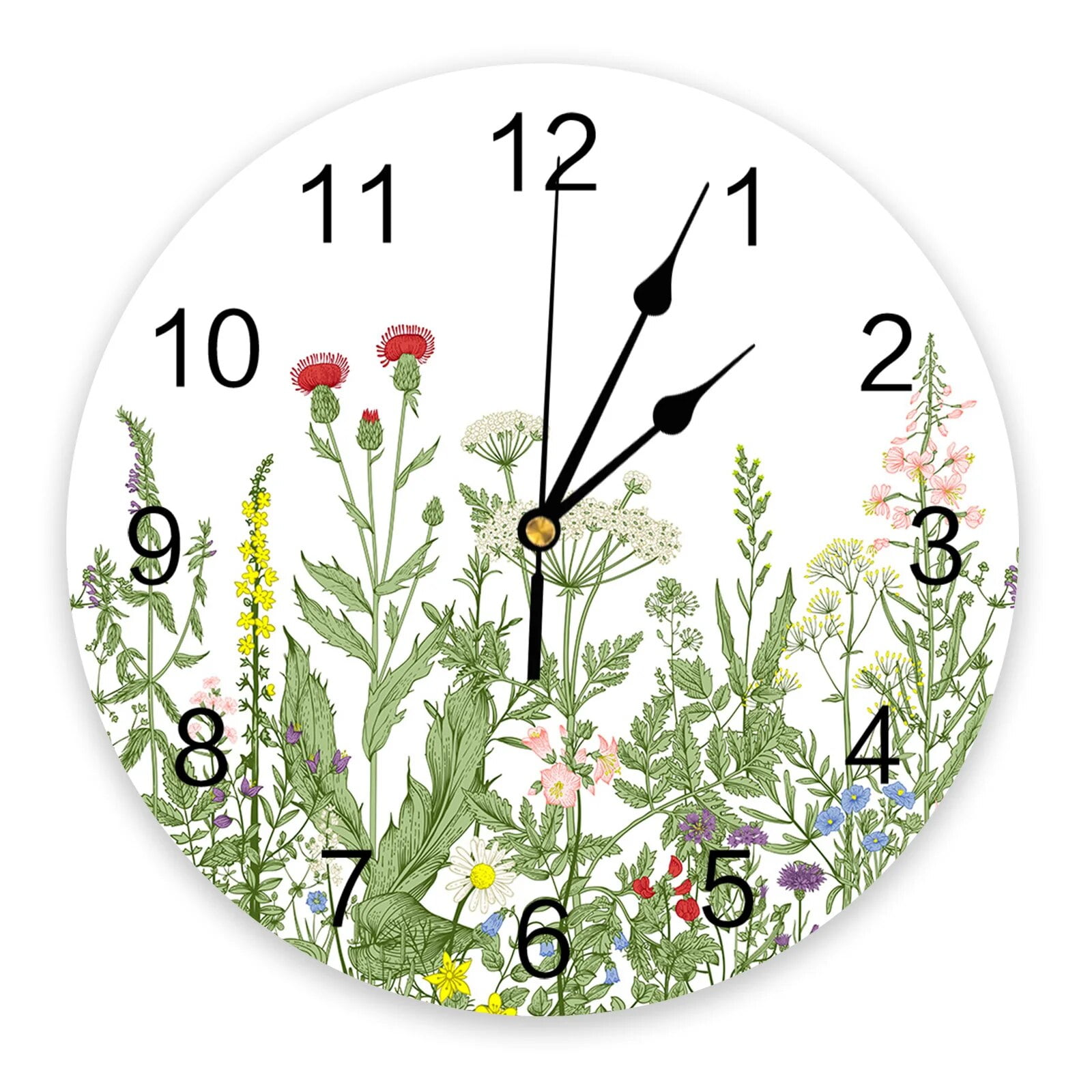 Vintage Herb Plant Flower Clocks Wall Home Decor Modern Kitchen Room ...