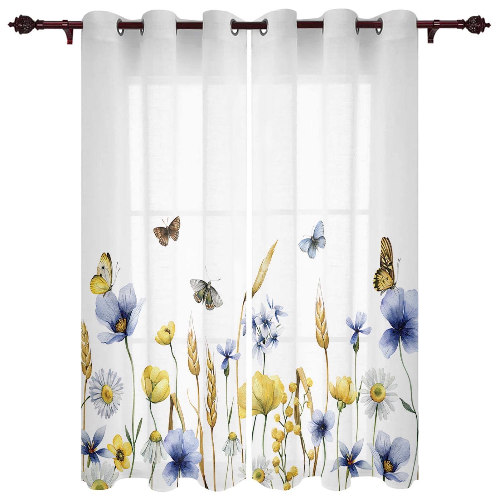 Vintage Herbaceous Floral Texture Curtains for Living Room Bedroom ...