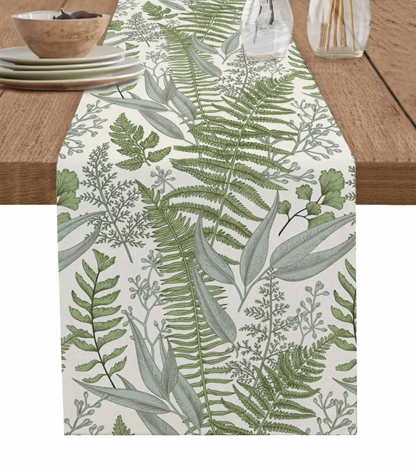 Vintage Herbs Table Runner Cotton Linen Wedding r Tablecloth Holiday ...