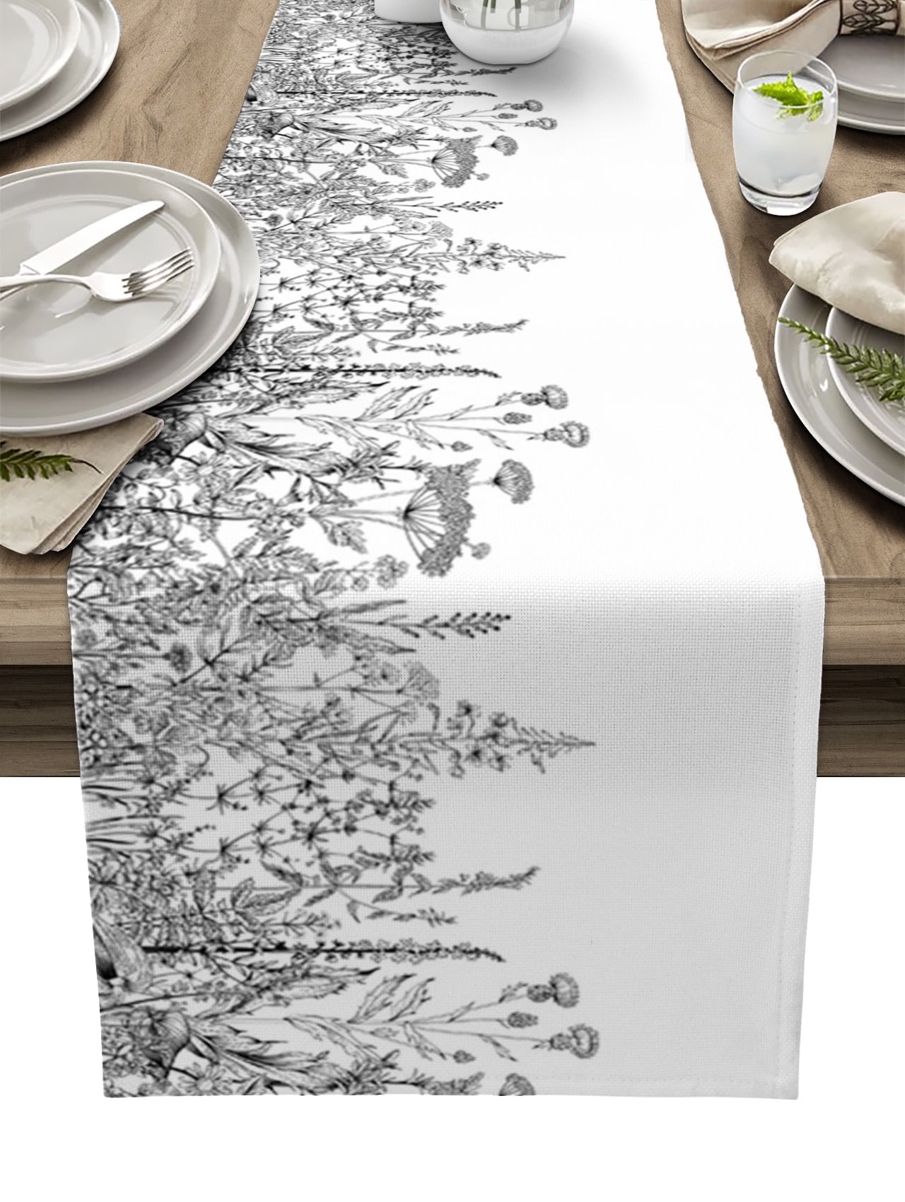 Vintage Herbs Table Runner Cotton Linen Wedding r Tablecloth Holiday ...