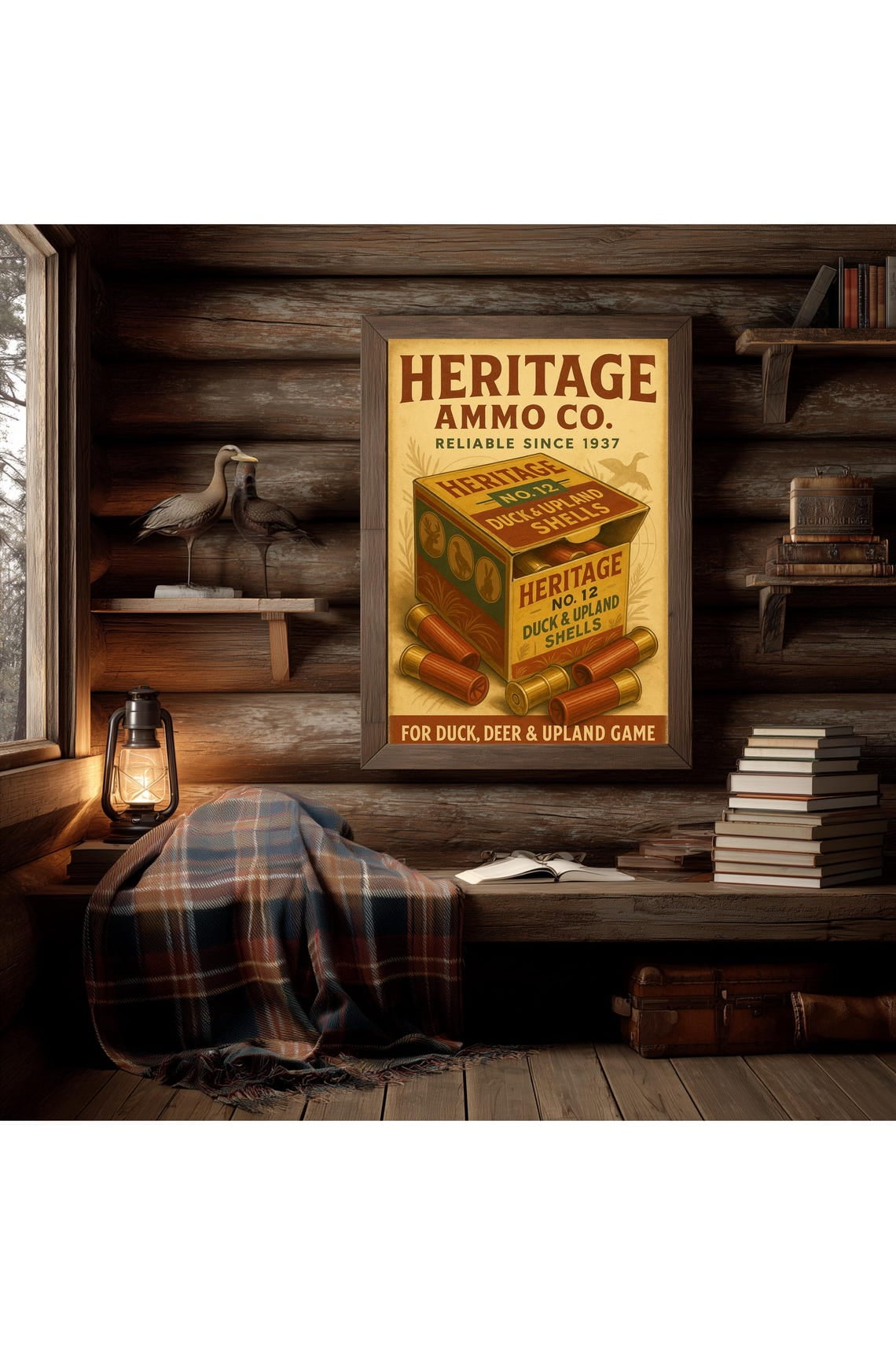 Vintage Heritage Ammo Co Rustic Hunting Cabin Wall Art, Retro Duck ...
