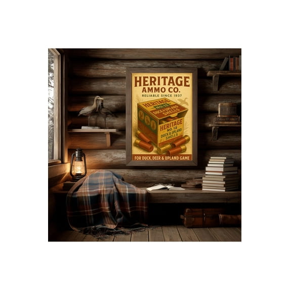 Vintage Heritage Ammo Co Rustic Hunting Cabin Wall Art, Retro Duck ...