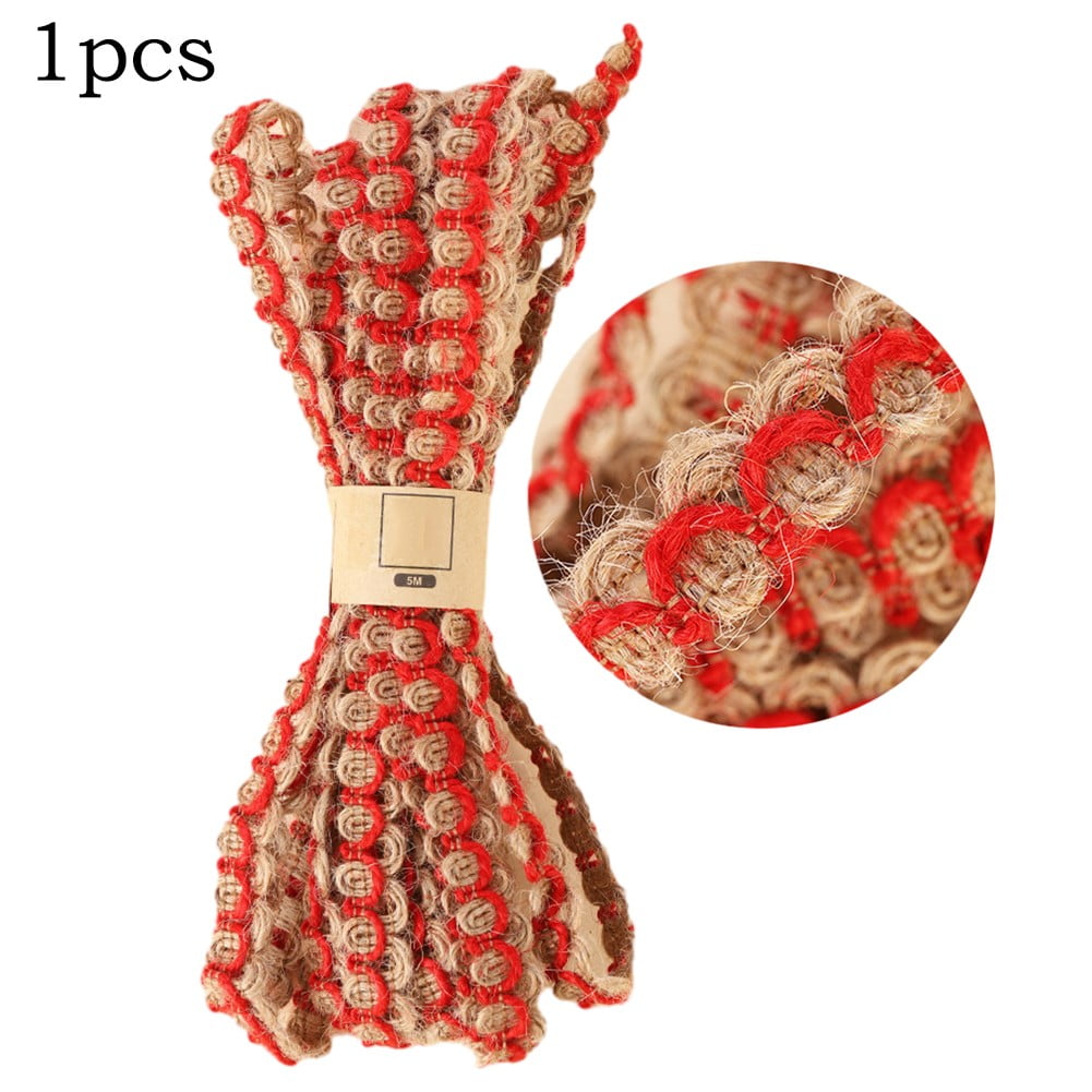 Vintage Hessian Ribbon With Lace Trim 5M Roll For Wrapping And Party ...