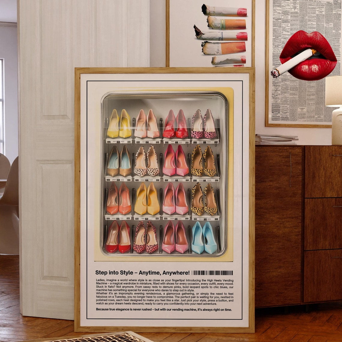 Vintage High Heels Vending Machine Art Print Retro Style Shoe ...