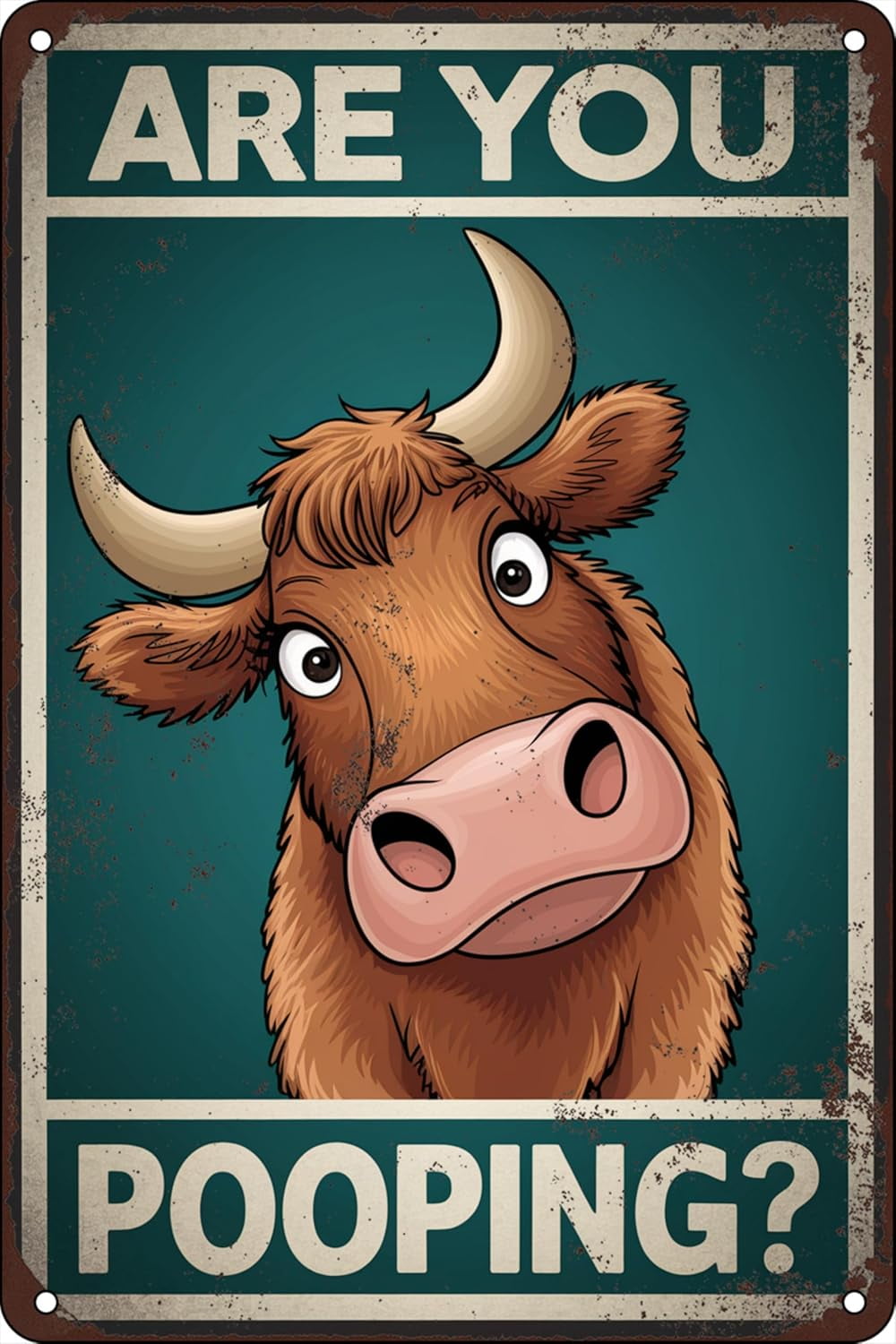 Vintage Highland Cow Are You Pooping Funny Tin Sign for Wall Decor ...