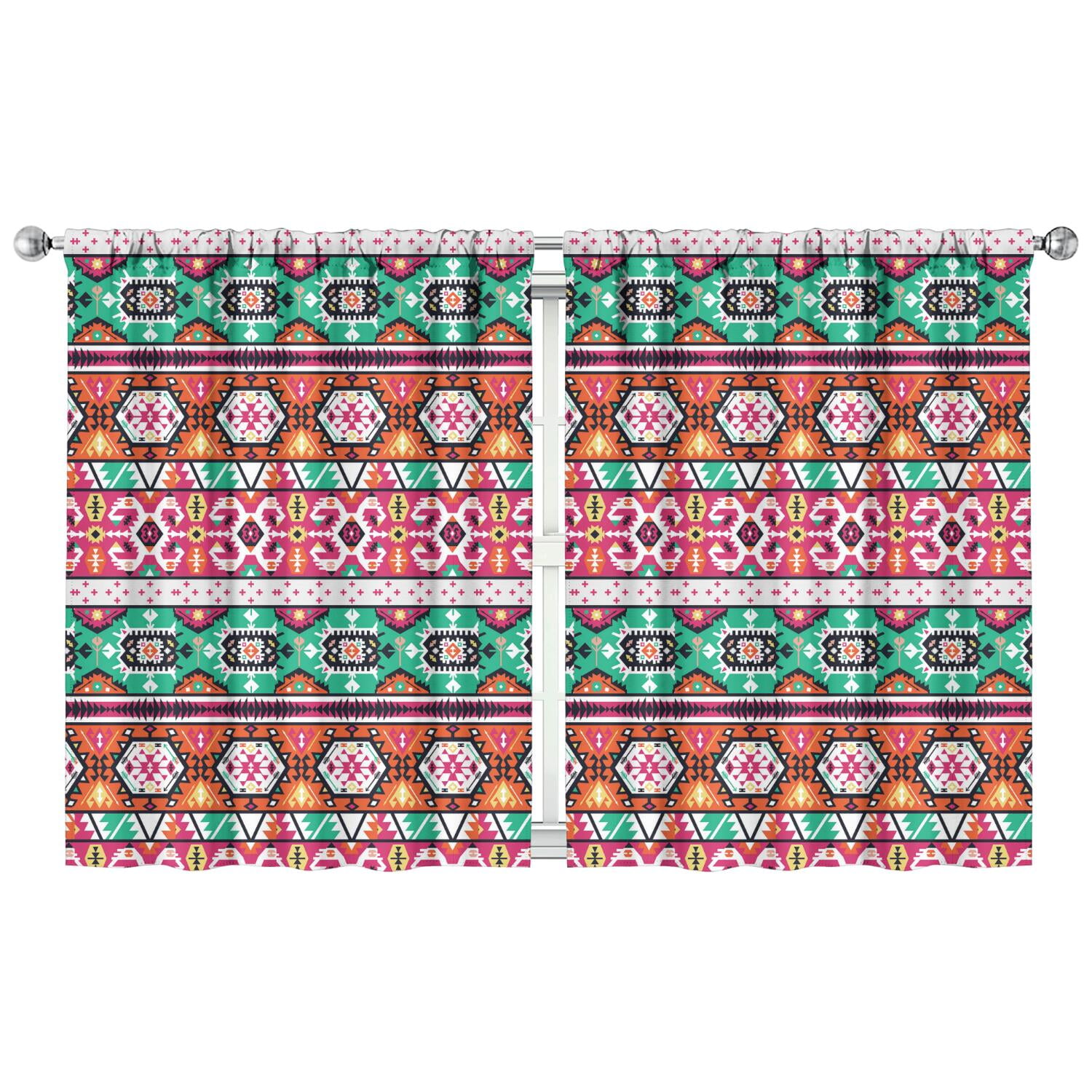 Vintage Hippie 2-Pack Window Panels - Retro Ethnic Style 42x54" Rod ...