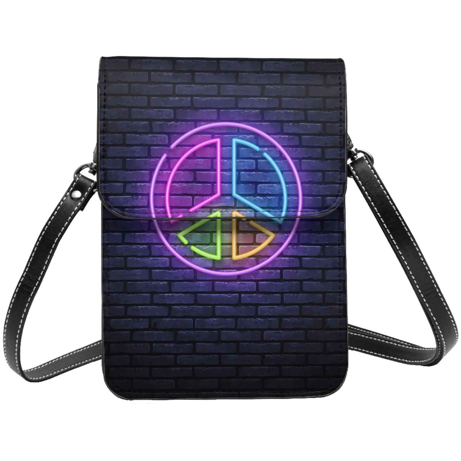 Vintage Hippie Neon Peace Sign Cell Phone Purse Small Crossbody Bag ...