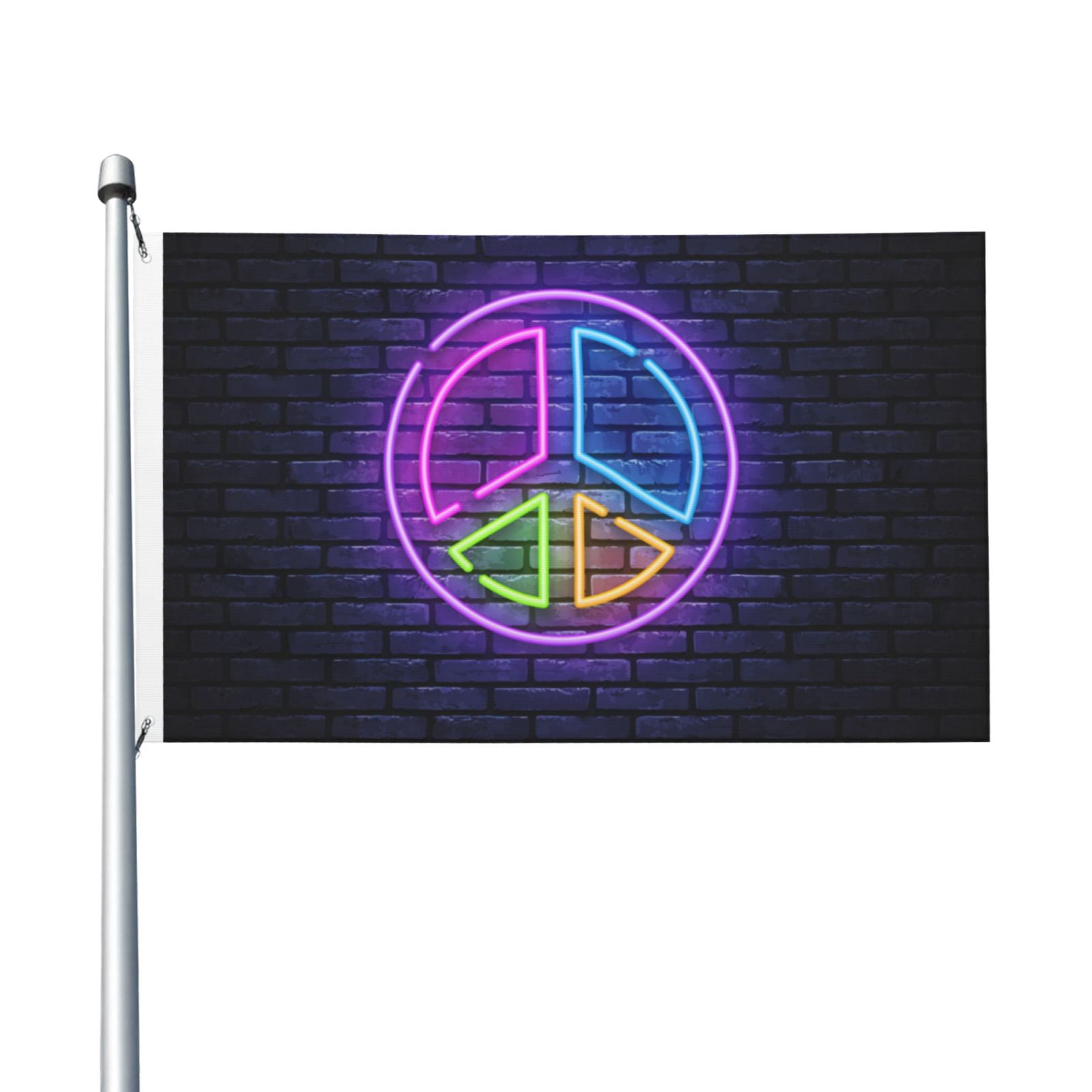 Vintage Hippie Neon Peace Sign Flag 3X5 Ft Garden Yard House Flags ...