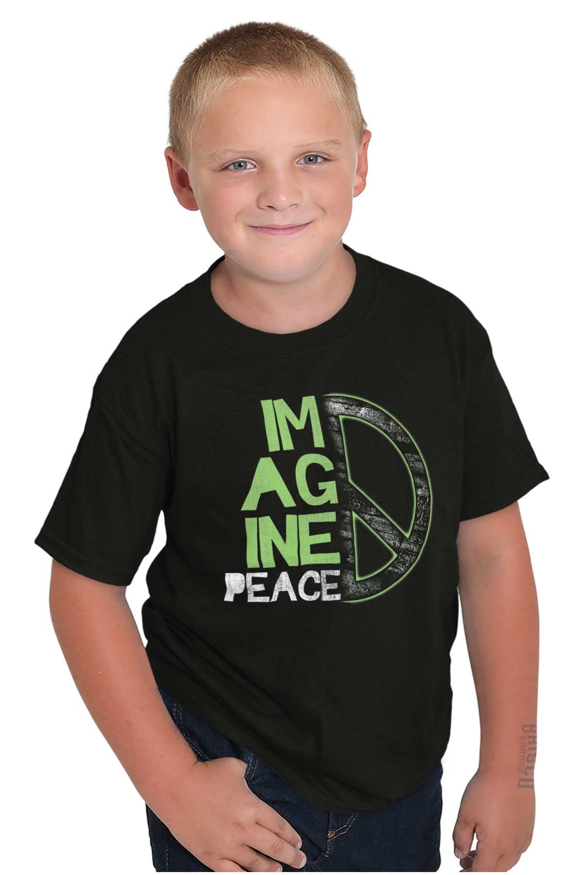 Vintage Hippy Imagine Peace Sign Crewneck T Shirts Boy Girl Teen Brisco ...