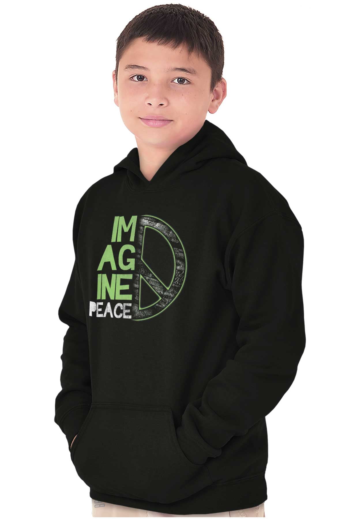 Vintage Hippy Imagine Peace Sign Youth Hoodie Boy Girl Teen Brisco ...