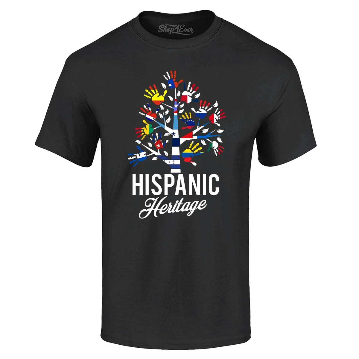 Vintage Hispanic Heritage Month Flag Handprint Tree T-Shirt Hispanic ...