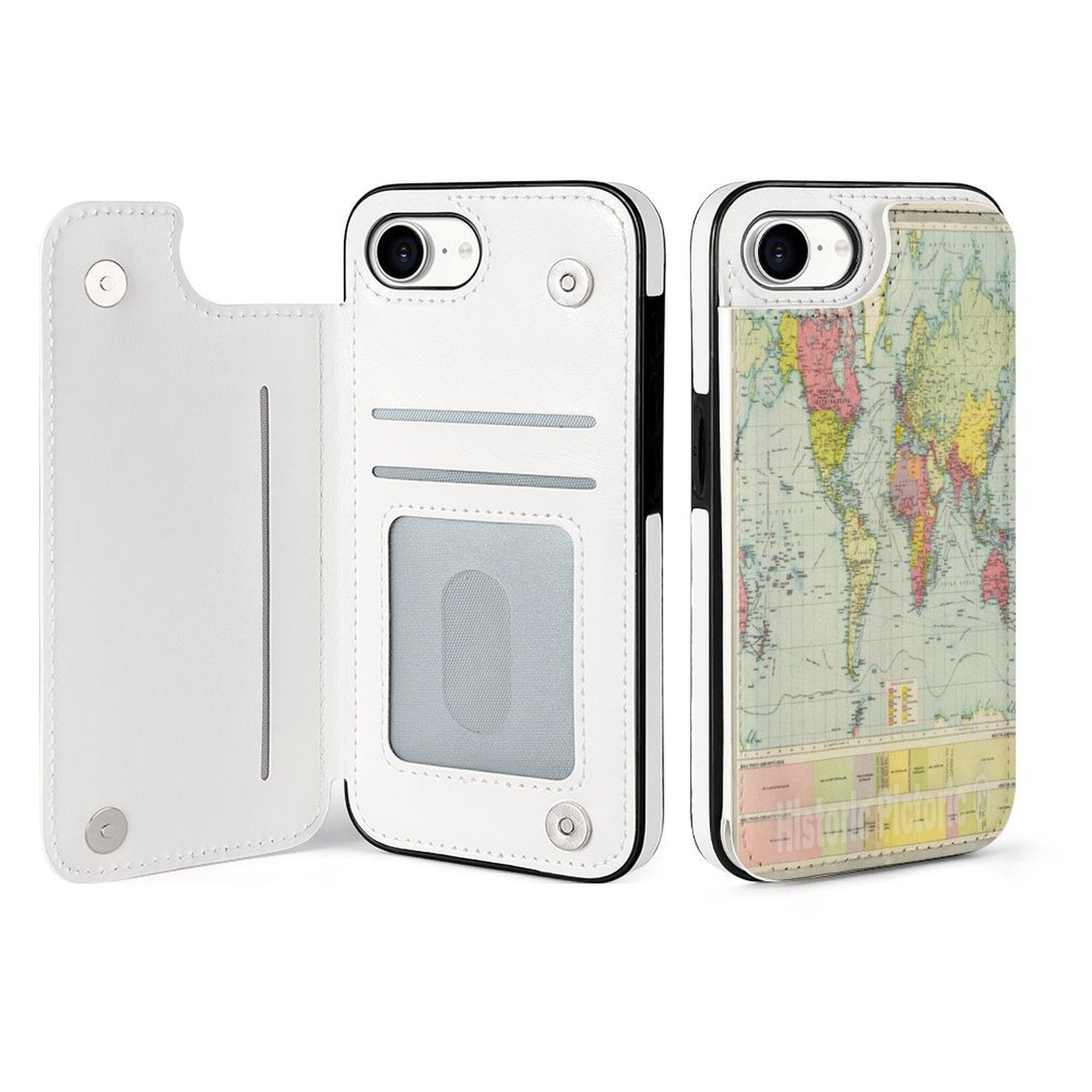 Vintage Historical World Map Leather Wallet Case for iPhone 16 Pro Max ...