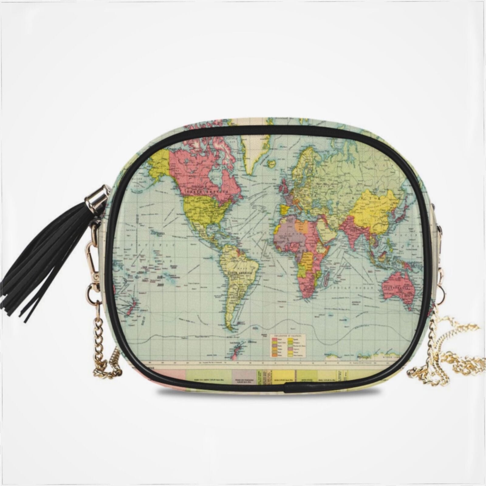 Vintage Historical World Map Women'S Vintage Crossbody Bag Fashion ...