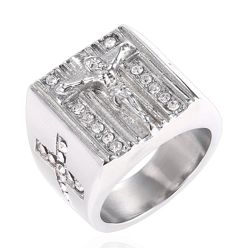 Vintage Holy Cross Signet Ring Christian Jesus Zirconia Wedding Gift ...