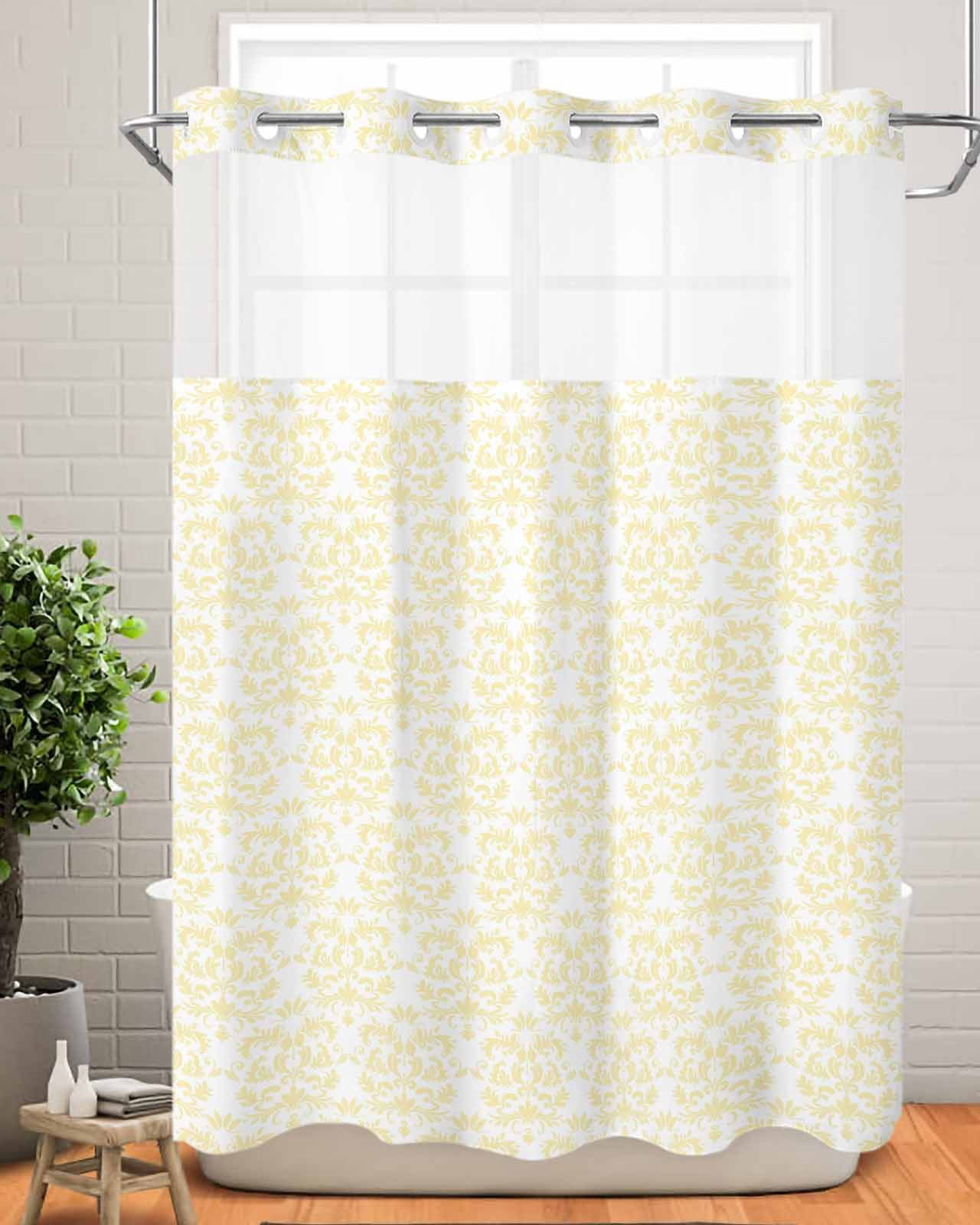 Vintage No Hook Shower Curtain with Snap in Liner, Baroque European ...