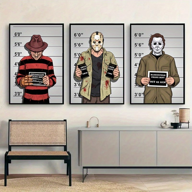 [Vintage Horror Art] 3pcs Vintage Horror Movie Icons Canvas Art Set ...