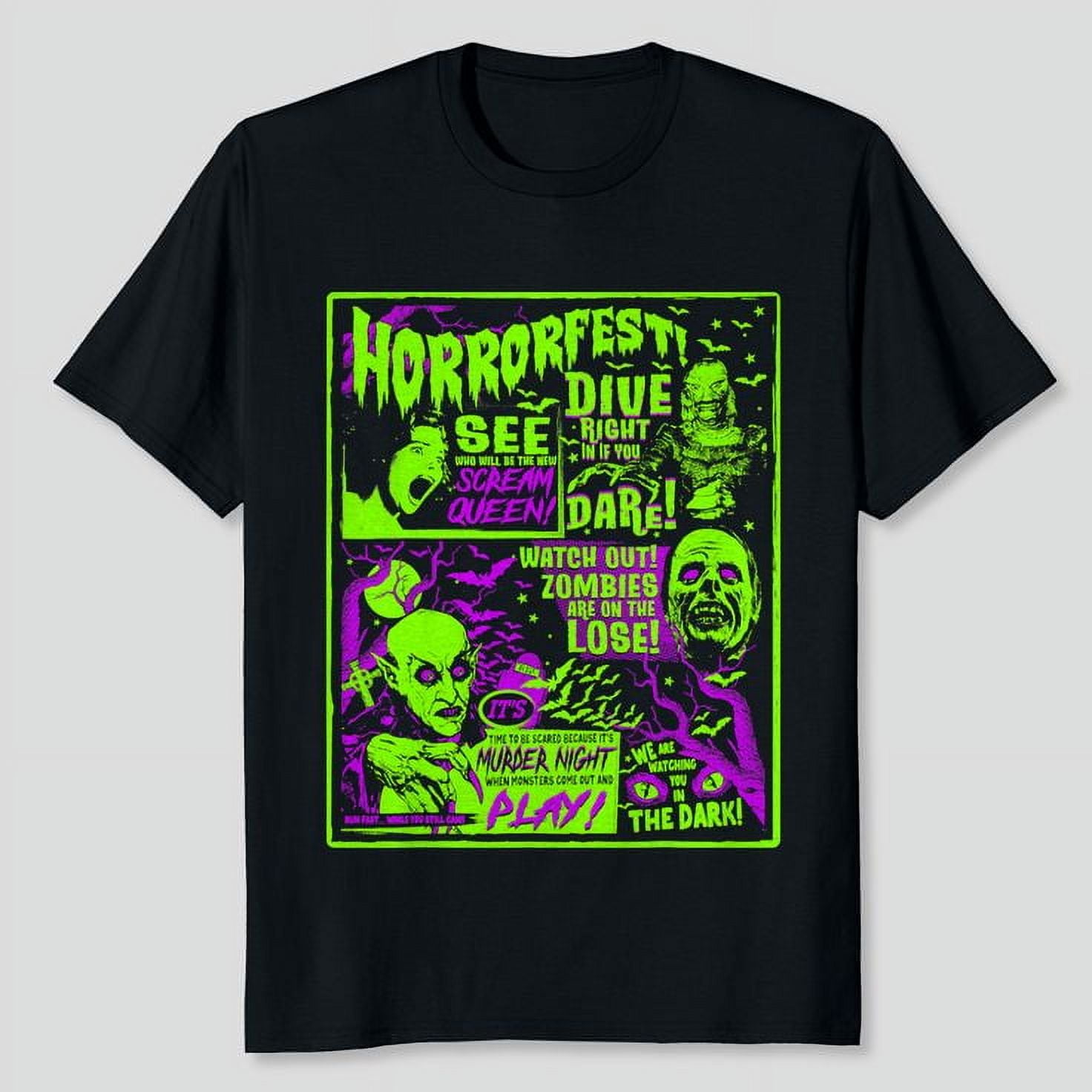 Vintage Horrorfest Halloween Movie Poster Old Time Horror T-Shirt ...