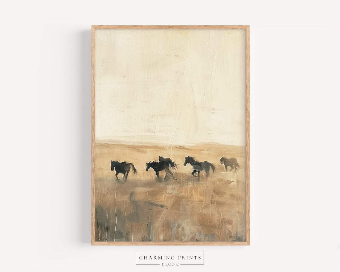Vintage Horse Field Farmhouse Poster, Unframed Size 8x12 - Walmart.com