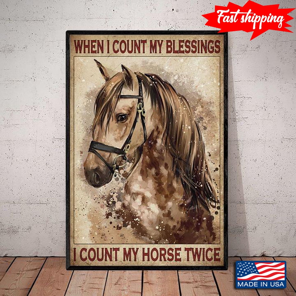 Vintage Horse Painting When I Count My Blessings I Count My Horse Twice ...