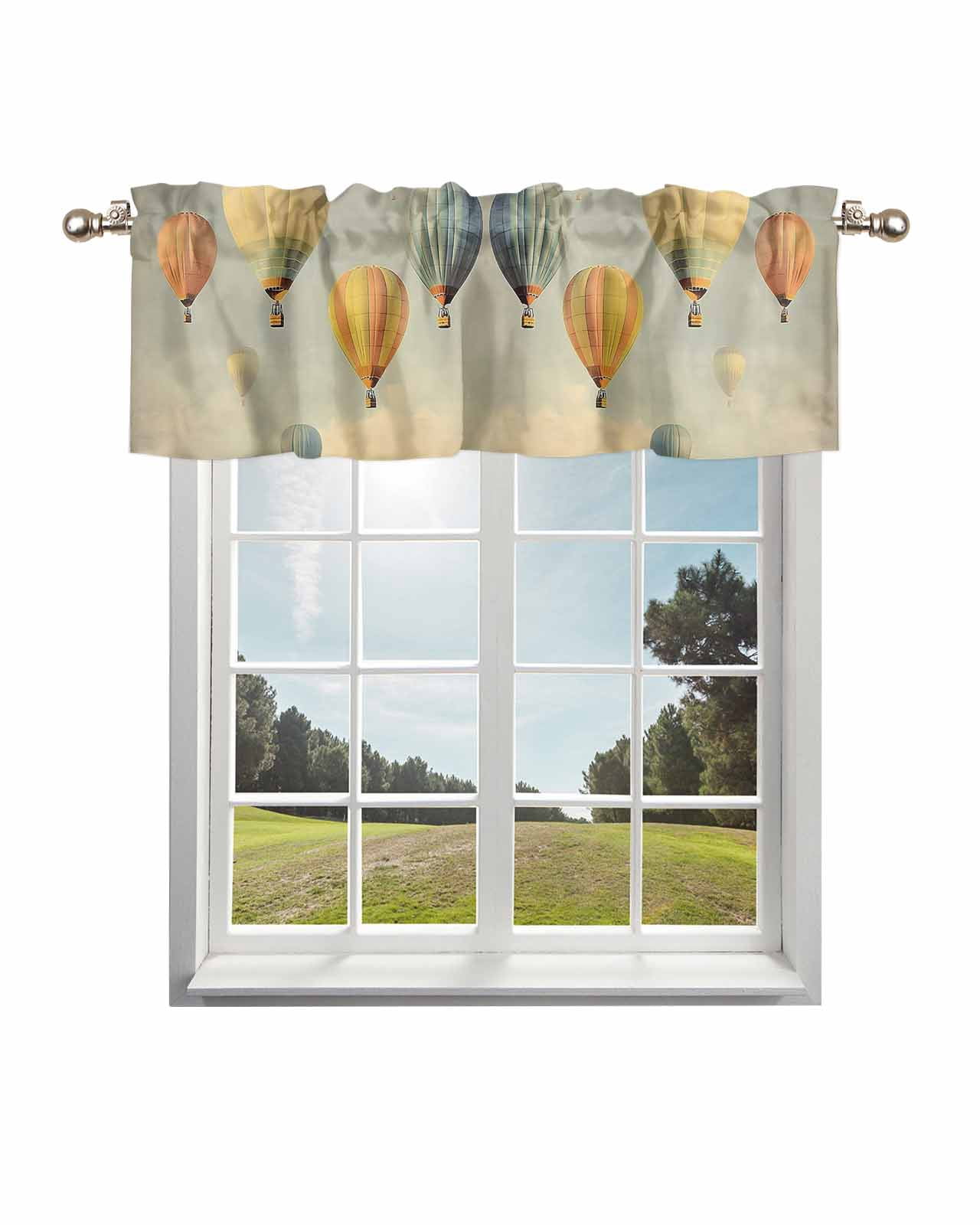 Vintage Hot Air Balloon Curtain Valance for Windows/Living Room/Kitchen ...