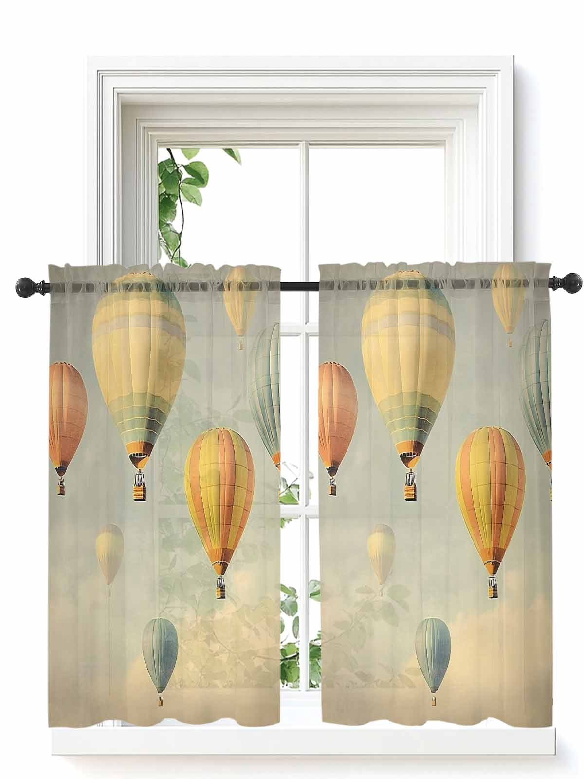 Vintage Hot Air Balloon Curtains 45 Inch Length, Sheer Curtains for ...