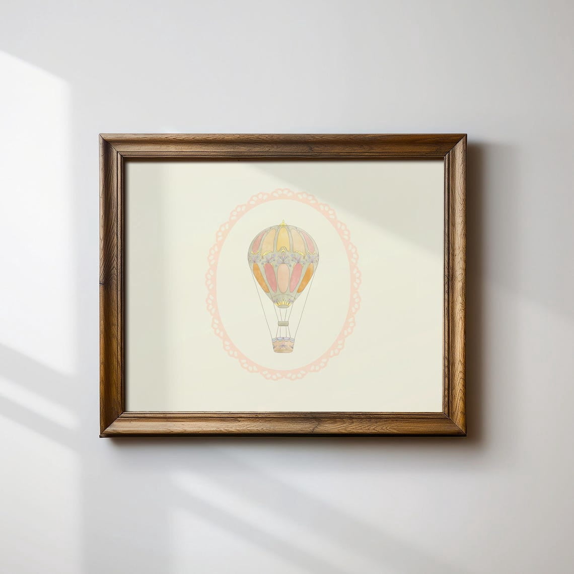 Vintage Hot Air Balloon Print, Horizontal, Nursery, Botanical, Cottage ...