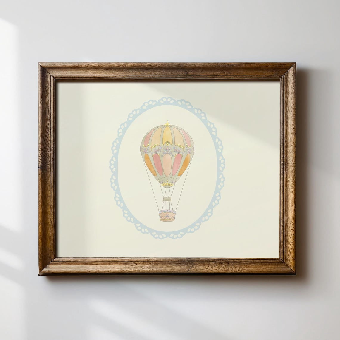 Vintage Hot Air Balloon Print, Horizontal, Nursery, Botanical, Cottage ...
